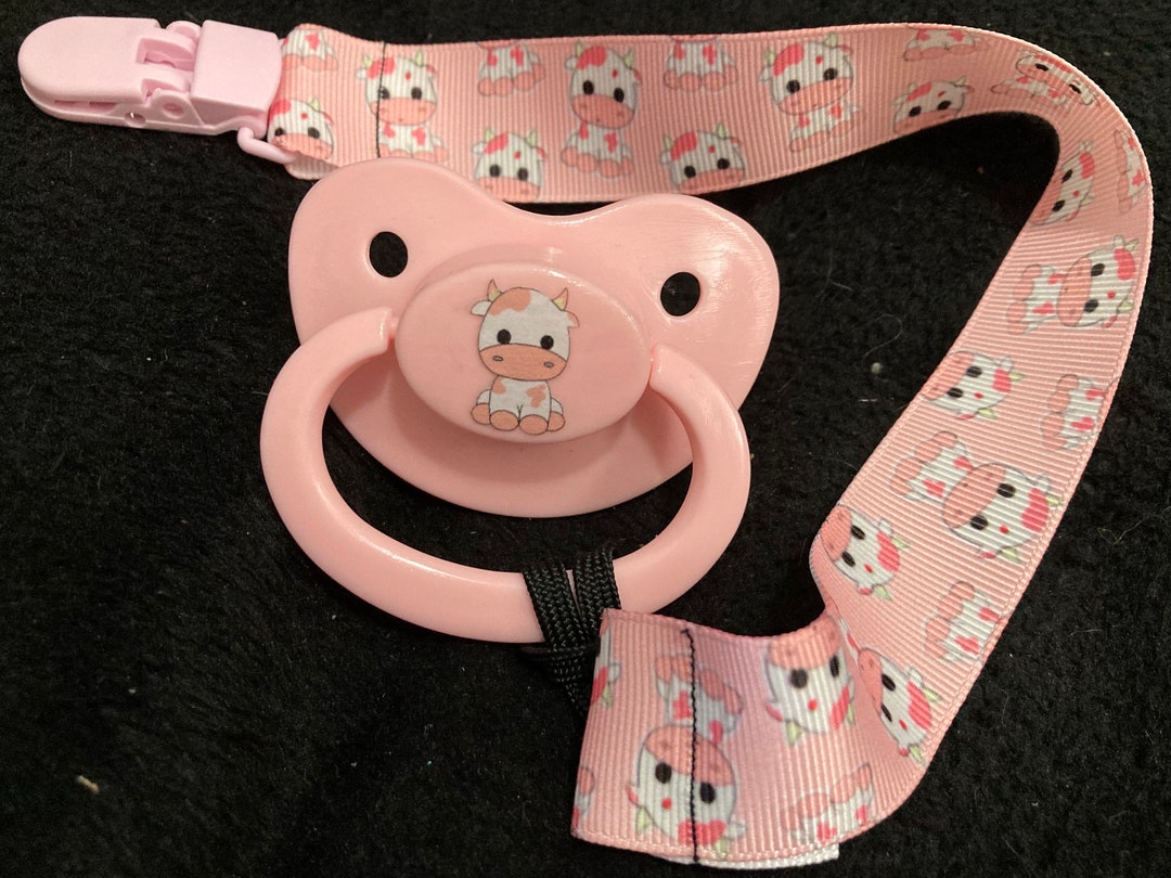 Strawberry Cow Little Space Clip, Kawaii Cottagecore Pacifier Clip ...