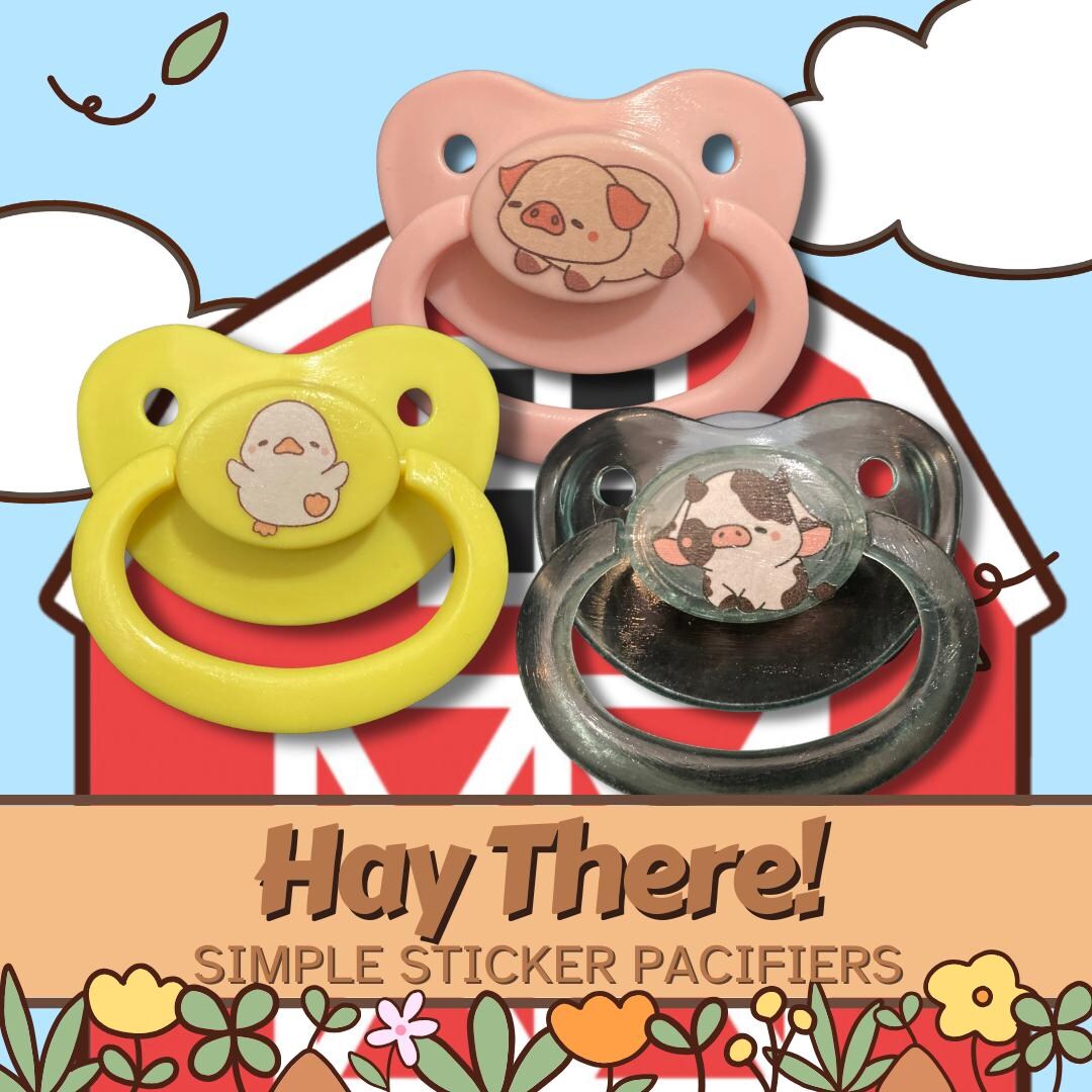 Hay There! Adult Pacifier, Farm, Barnyard, Pig, Horse, Cow, Goat, Sheep ...