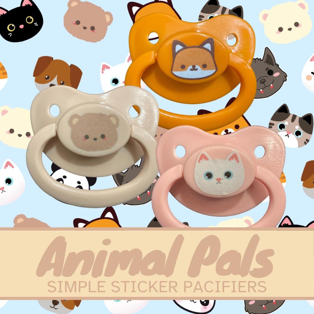 Animal Pals Adult Pacifier, Fox, Cat, Dog, Bear Little Space Gear - Etsy
