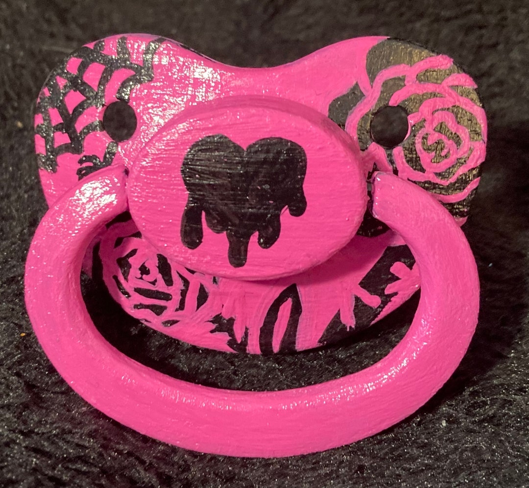 Drippy Heart Hand Painted Adult Pacifier, Goth Spooky Halloween Punk ...