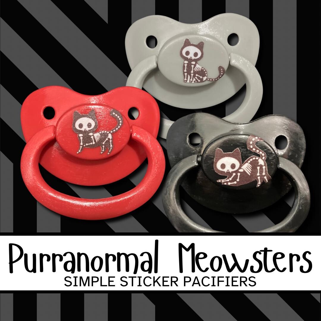 Purranormal Meowster Adult Pacifier, Goth Spooky Halloween Skeleton Cat ...