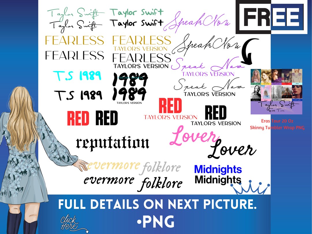 Taylor Swift Album Font Titles PNG Bundle the Eras Albums - Etsy UK