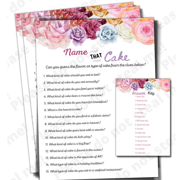 Name That Cake Game - Etsy