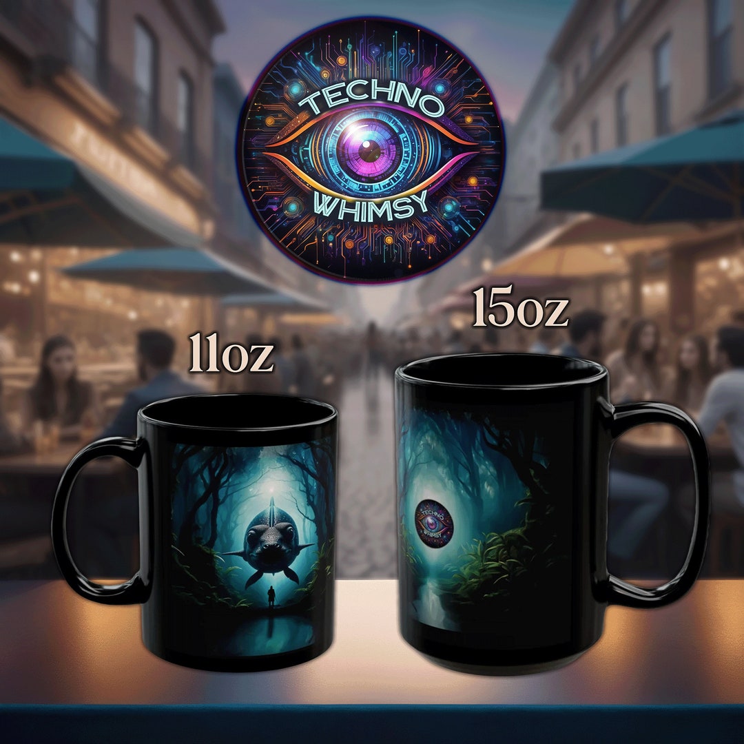 Mystical Fish Creature Coffee Mugs, Enchanted Forest Art Mug Set ...