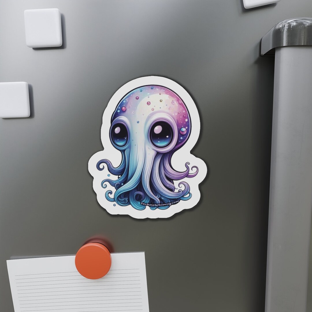 Chibi Squid Magnet Cute Pastel Ocean Creature, Adorable Waterproof ...