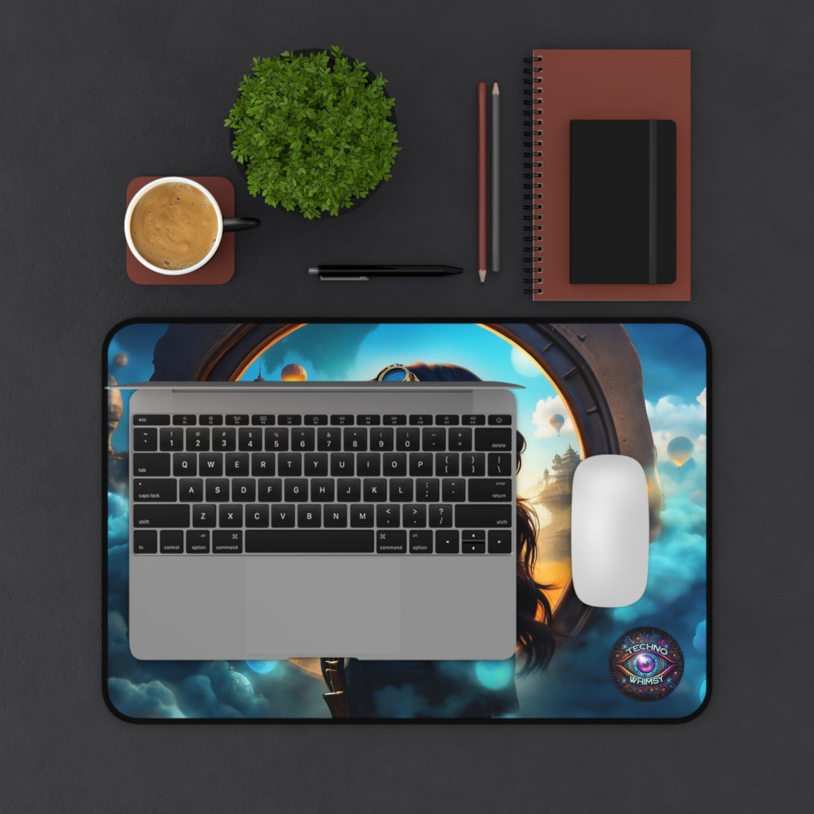 Steampunk Vista Deskmat Sky City View, Futuristic Fantasy Gaming Mouse ...