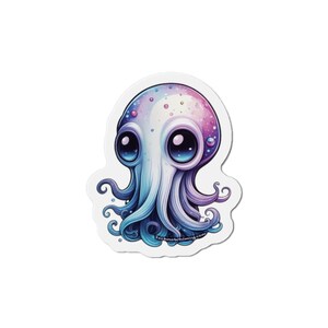 Chibi Squid Magnet Cute Pastel Ocean Creature, Adorable Waterproof ...