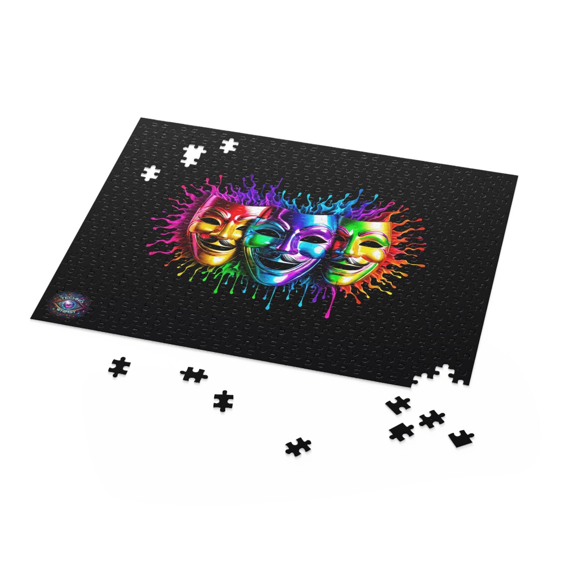 Vibrant Theater Masks Puzzle Colorful Drama Faces Jigsaw, Perfect Art ...