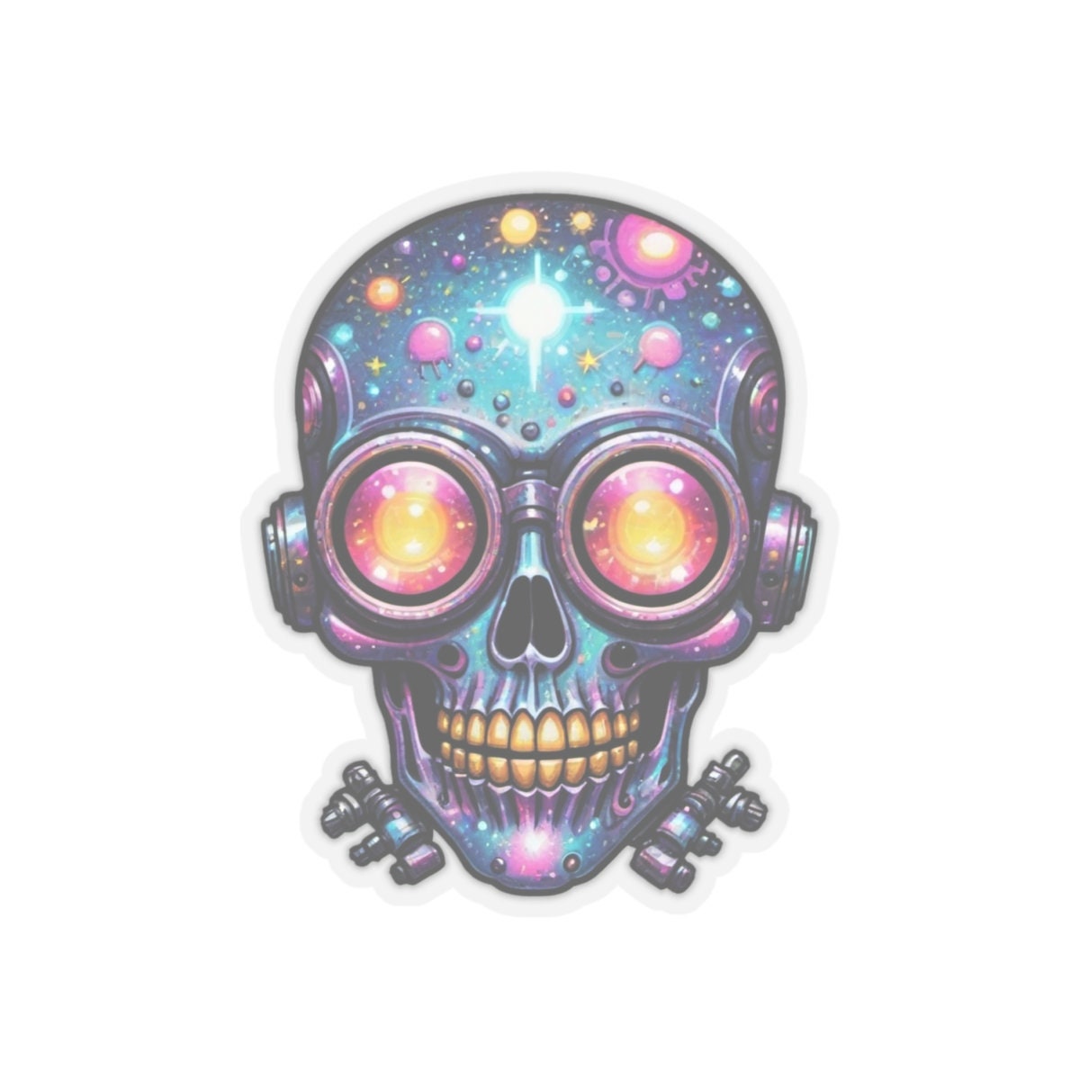 Psychedelic Galaxy Industrial Punk Sugar Skull Sticker, Fun Creepy Cute ...