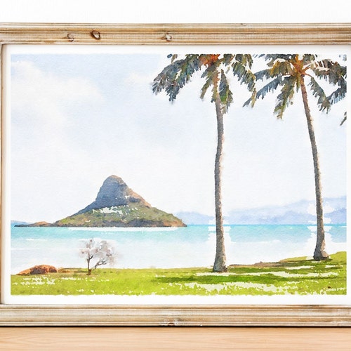 Hawaii O'ahu Watercolor Print Hawaii Travel Drawing - Etsy