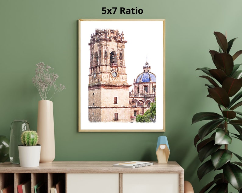 Cathedral De Morelia, Mexico Watercolor Print, Morelia Travel Poster ...