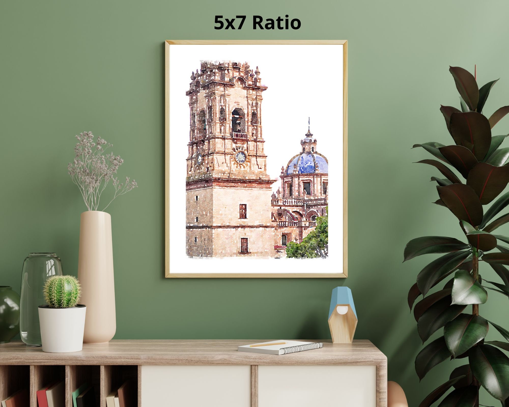 Cathedral De Morelia, Mexico Watercolor Print, Morelia Travel Poster ...