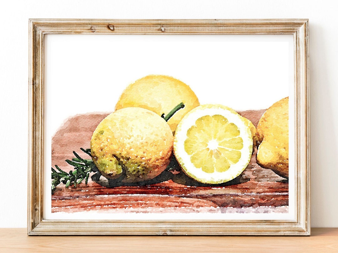 Lemons Watercolor Print, Kitchen Print, Home Wall Decor, Kitchen Decor ...