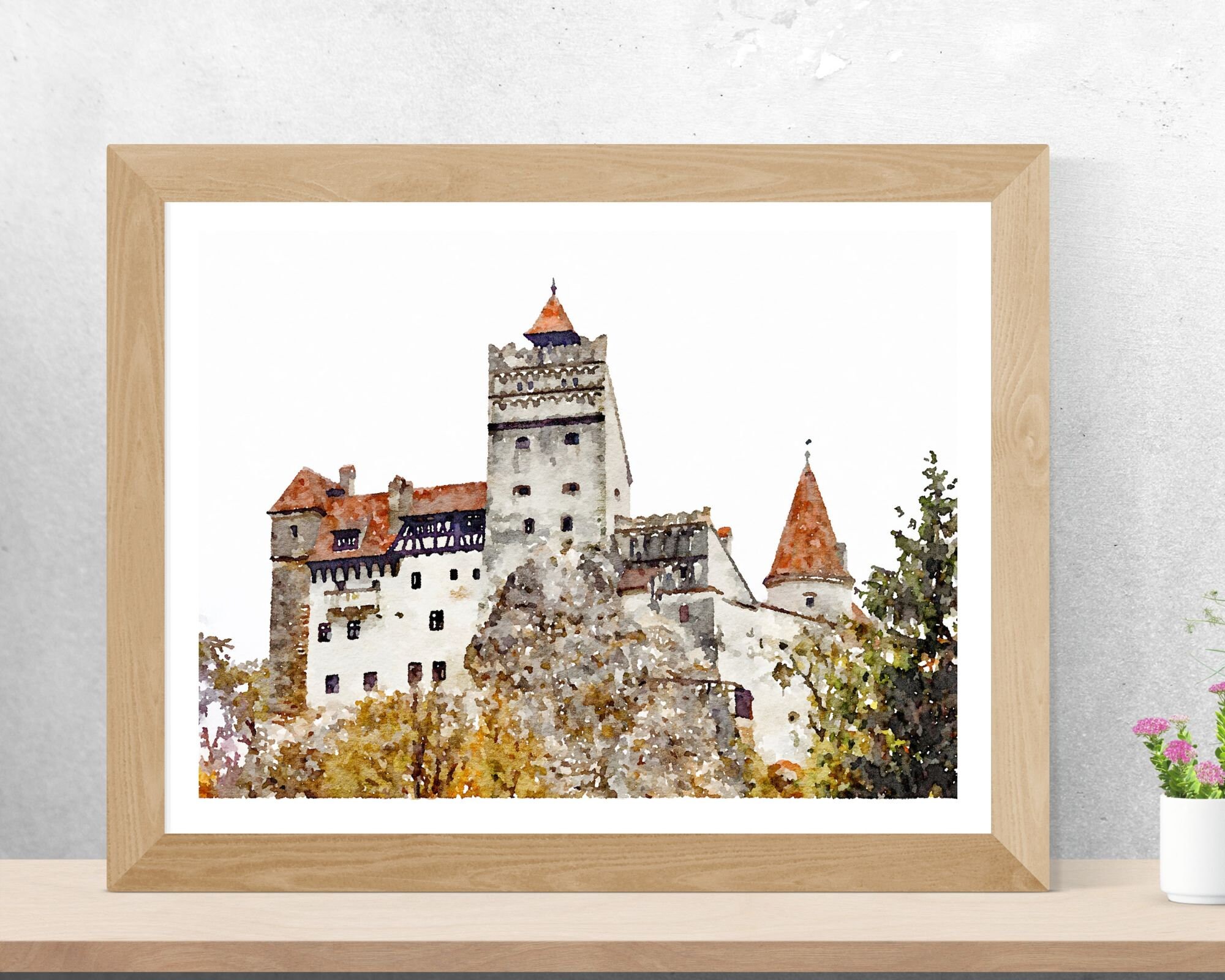Dracula Castle Watercolor Print, Castle Bran Romania, European Travel ...