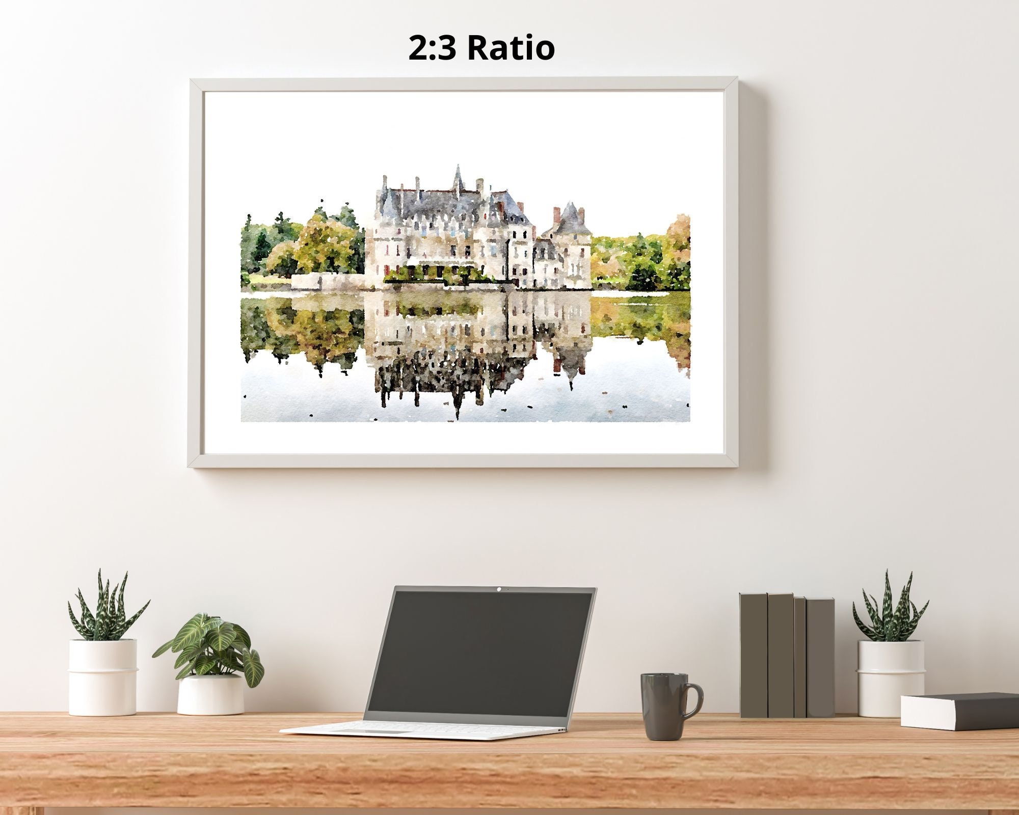 Chateau De La Bretesche Castle Watercolor Print, Missillac, France Wall ...