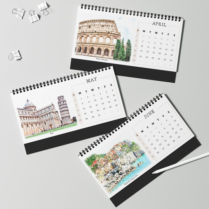 2023 Italy Watercolor Print Desk Calendar Desk Calendar 2023 - Etsy