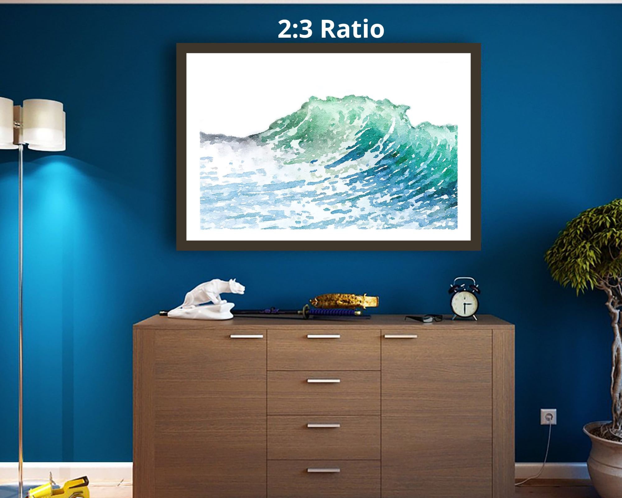 Abstract Wave Watercolor Print, Blue Ocean Prints, Nautical Wall Decor ...
