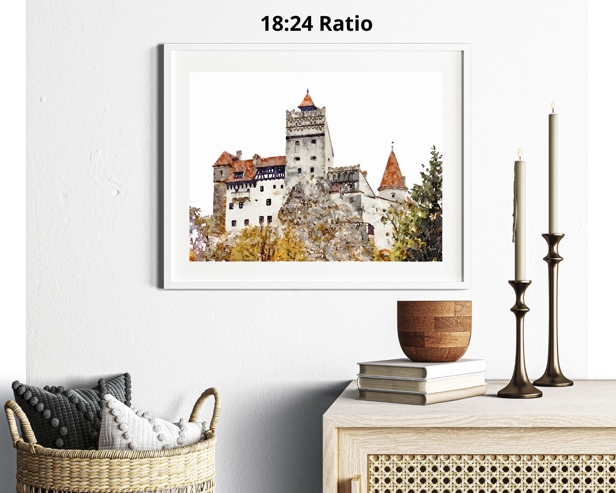 Dracula Castle Watercolor Print, Castle Bran Romania, European Travel ...