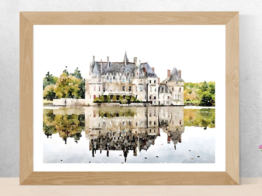 Chateau De La Bretesche Castle Watercolor Print, Missillac, France Wall ...