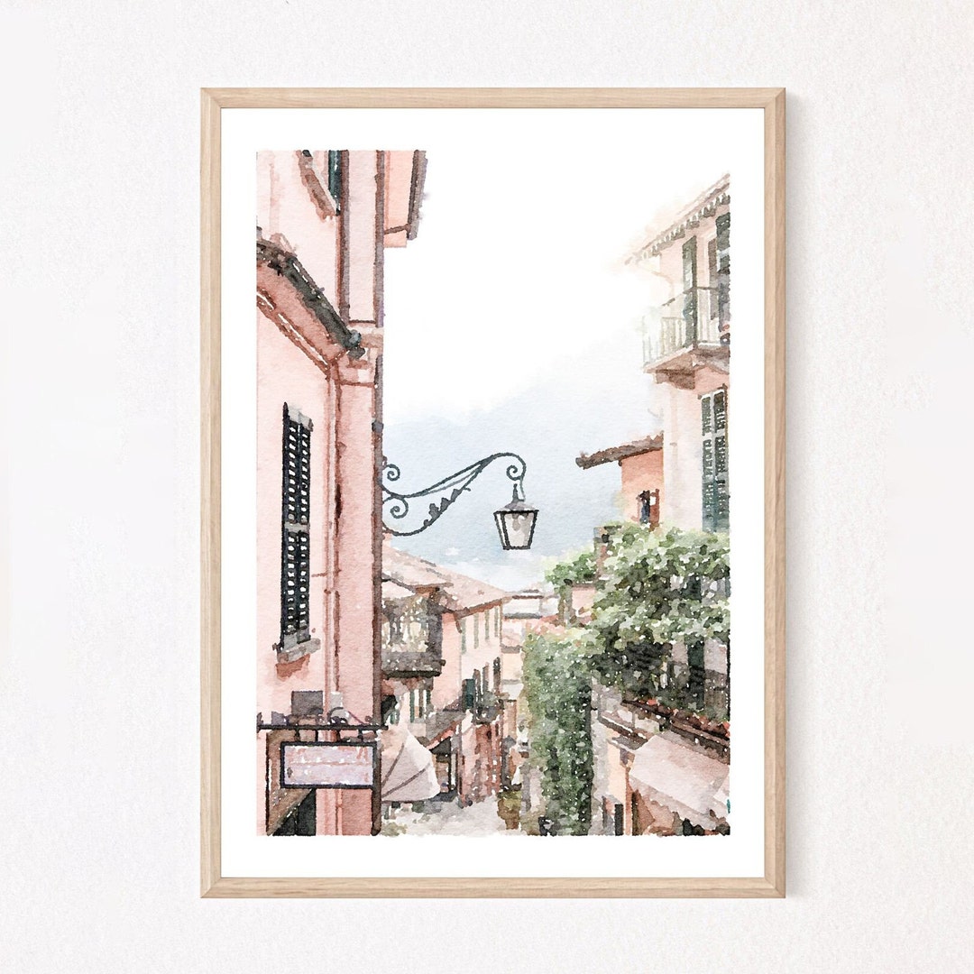 Lake Como, Bellagio Watercolor Print, Italy Travel Gift, Living Room ...