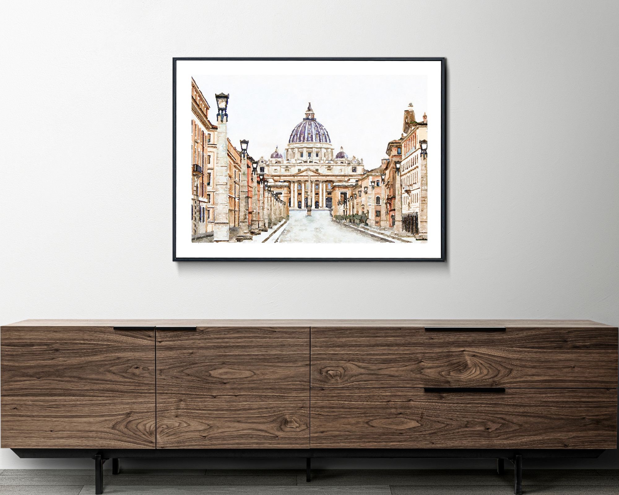 Vatican Rome Italy Watercolor Print, St Peter's Basilica Vatican ...