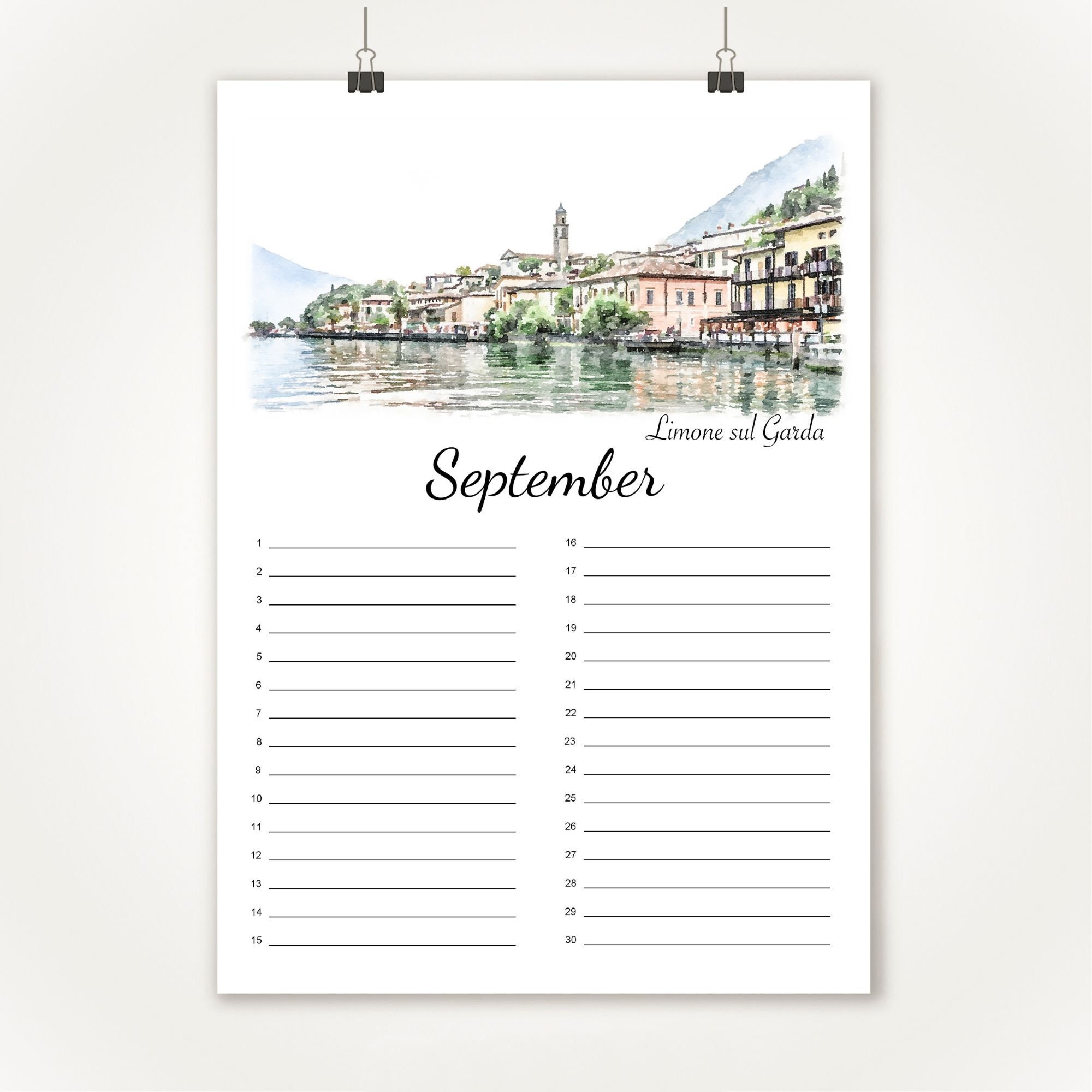 Italy Travel Printable Calendar, Perpetual Birthday Calendar, Italy ...