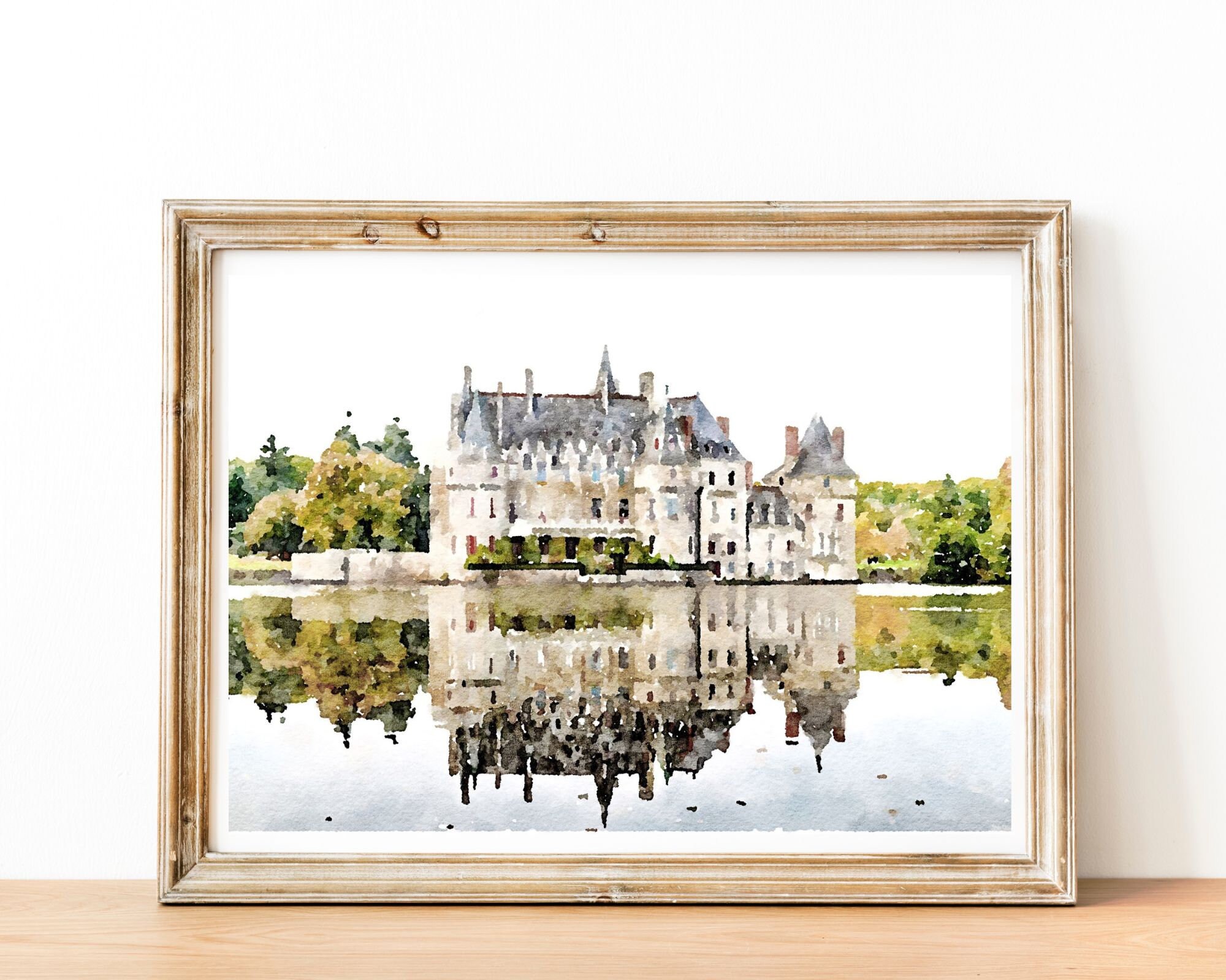 Chateau De La Bretesche Castle Watercolor Print, Missillac, France Wall ...