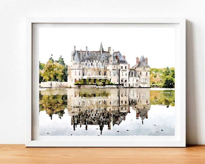 Chateau De La Bretesche Castle Watercolor Print, Missillac, France Wall ...