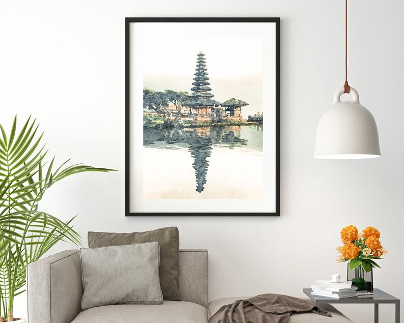 Bali Watercolor Print Indonesia Wall Art Print Meru Tower - Etsy