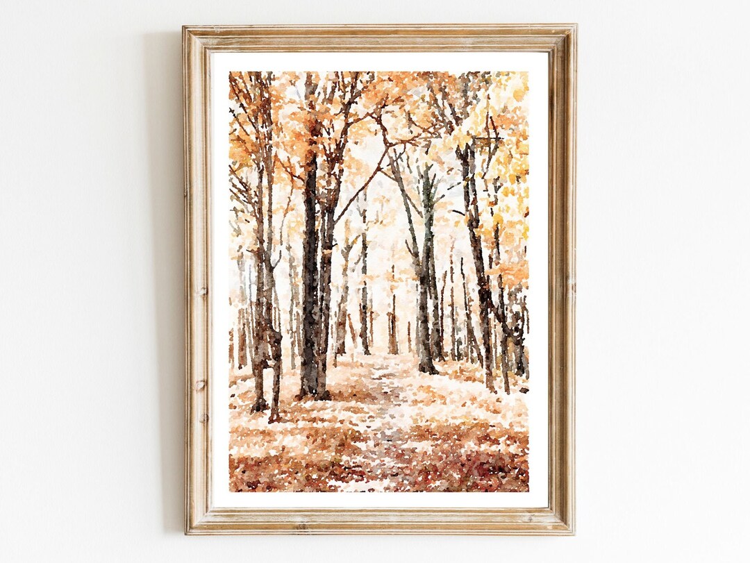 Autumn Trees, Fall Season Landscape, Printable Wall Art, Neutral Home ...