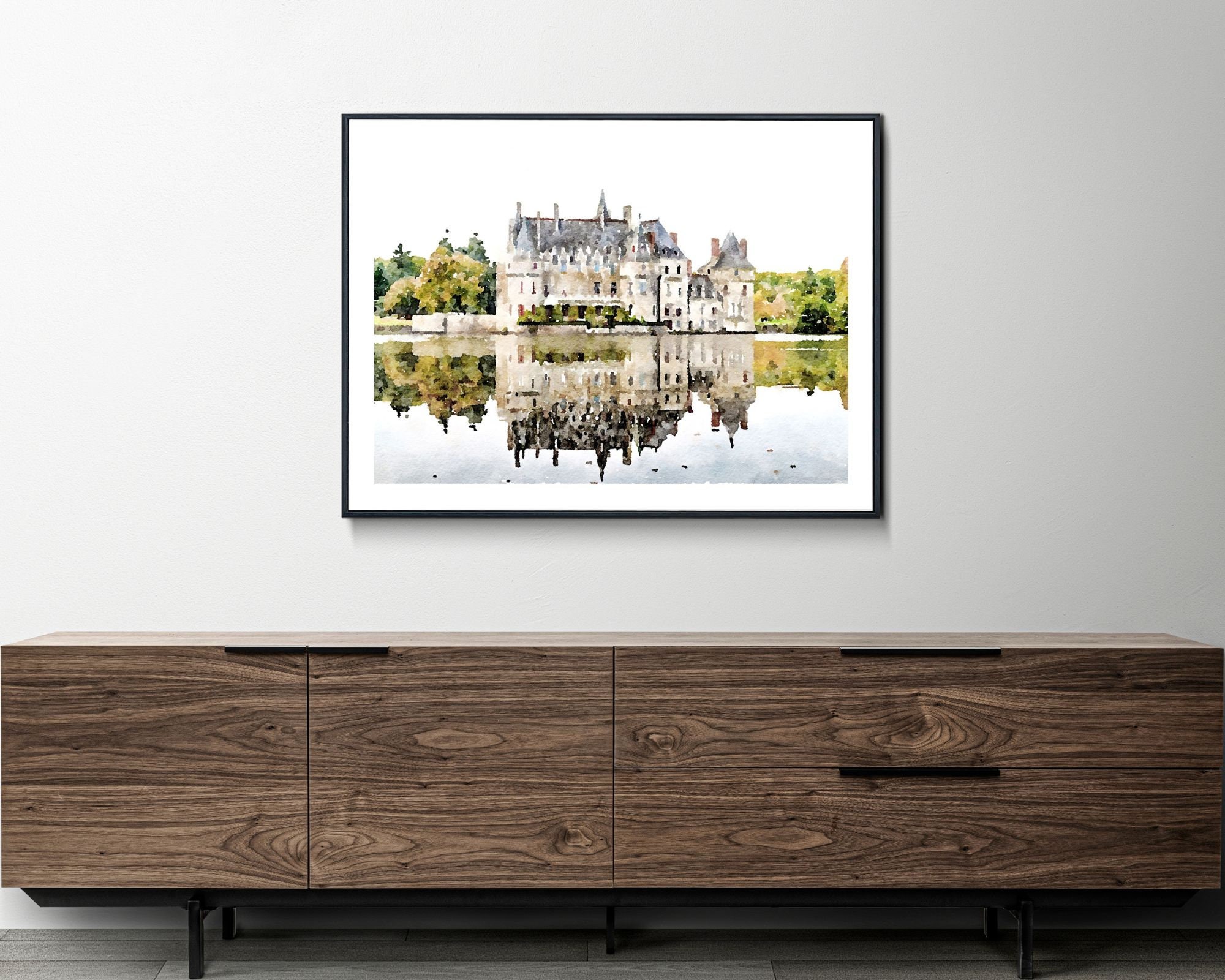 Chateau De La Bretesche Castle Watercolor Print, Missillac, France Wall ...