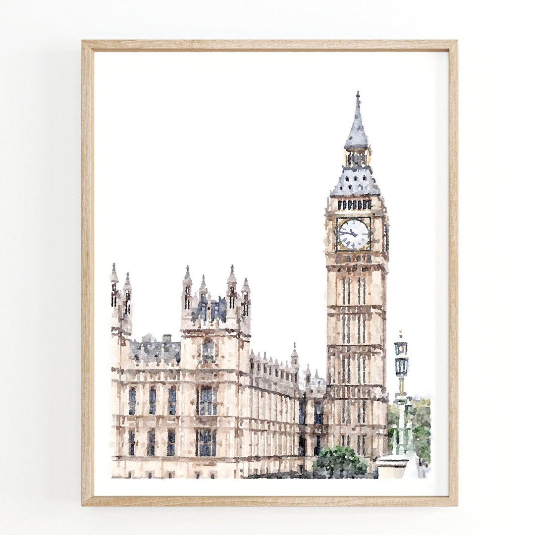 London England Watercolor Print, Big Ben Print, Architecture Buildings ...