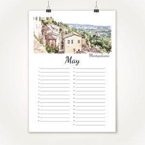 Italy Travel Printable Calendar, Perpetual Birthday Calendar, Italy ...