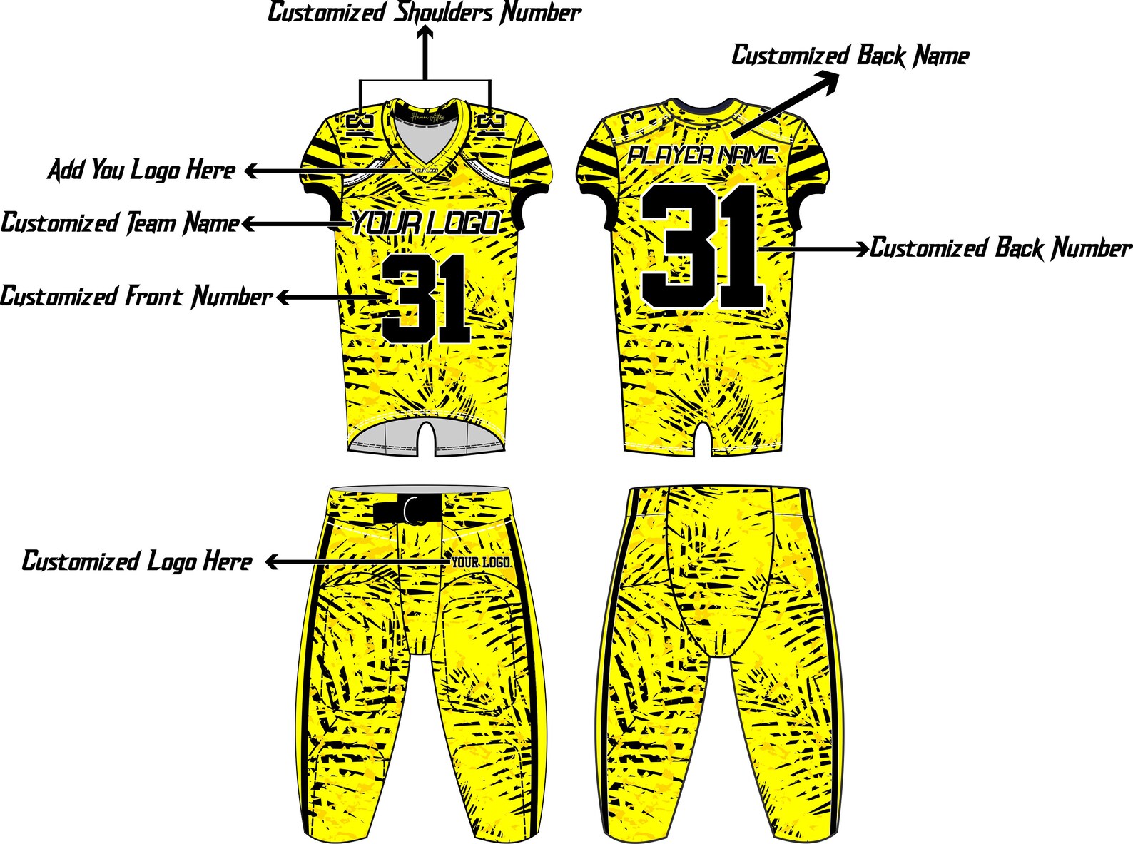 Customized American Football Uniform: Personalized Team Name & Number ...