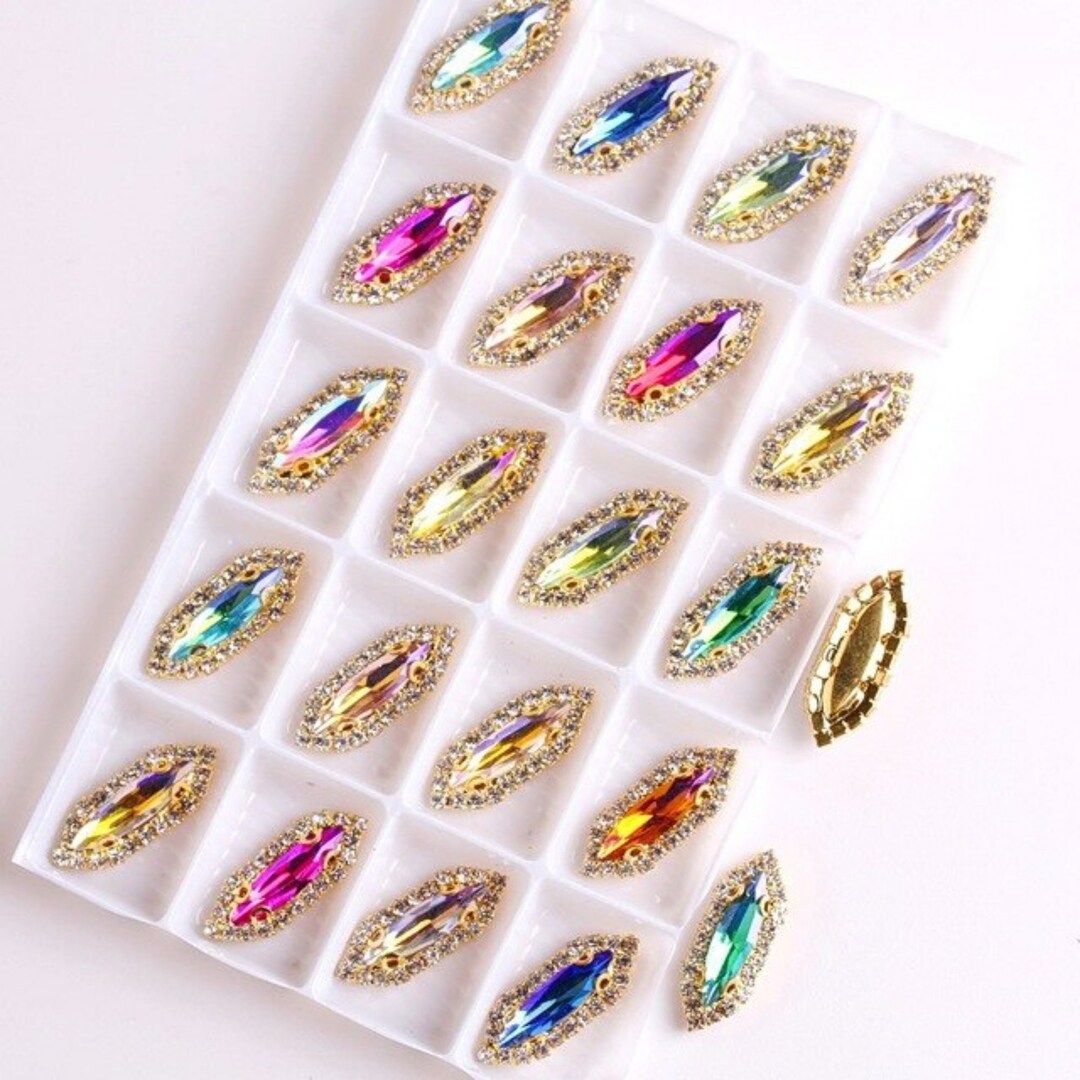 20pcs 4x15mm AB Color Navette Shape Glass Crystal Sew on - Etsy