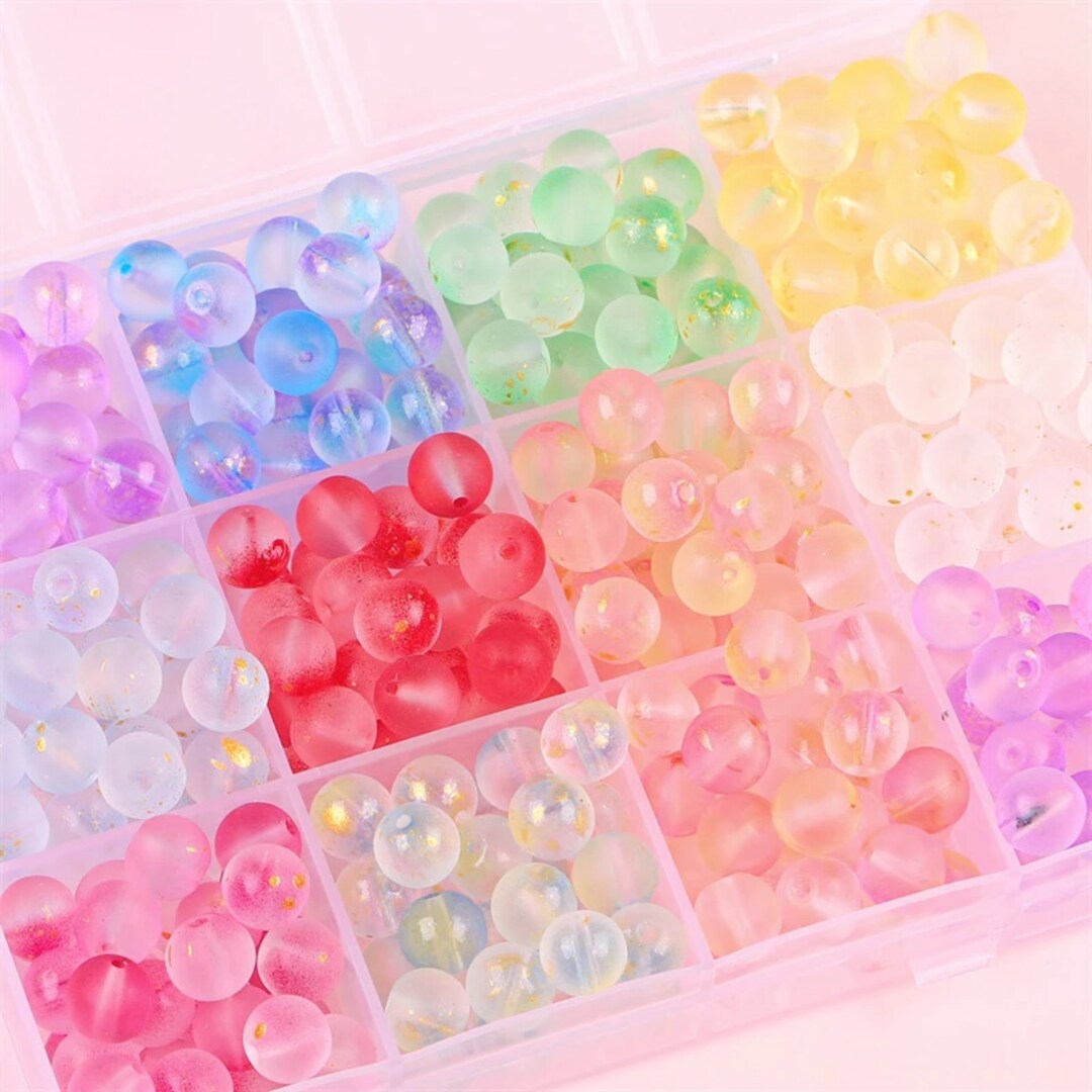 50pcs 8mm Round Glitter Glass Beads for Jewelry Making Accessories - Etsy