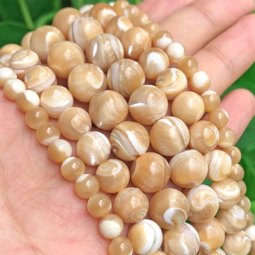 4/6/8/10mm Round Brown Shell Beads for Jewelry Making Bracelet - Etsy