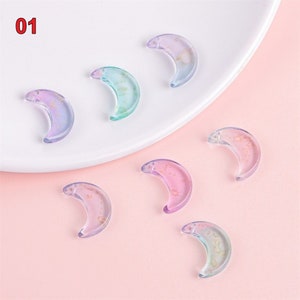 20pcs Crescent Moon Shape Glass Spacer Beads for Jewelry Making ...