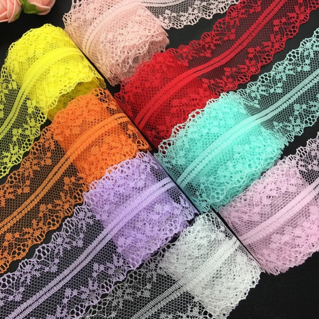 10 Yards 40mm Lace Ribbon Trim Fabric Embroidered for Sewing Decoration ...