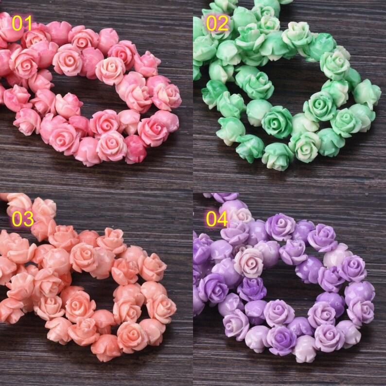 6/8/10mm Resin Rose Flower Spacer Beads Jewelry Making DIY | Etsy