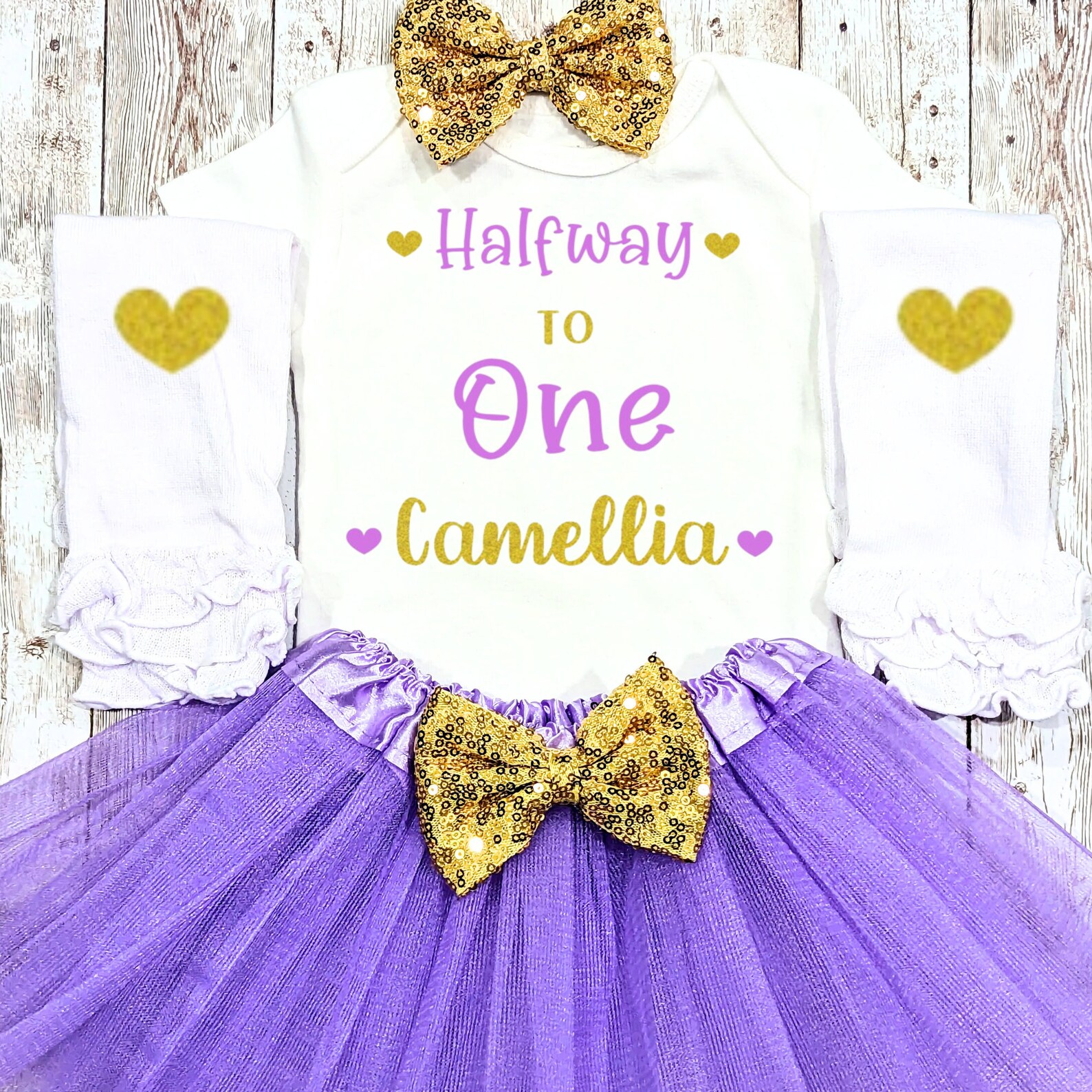 Half Birthday Outfit Halfway to One Personalized 1/2 Birthday Girl ...