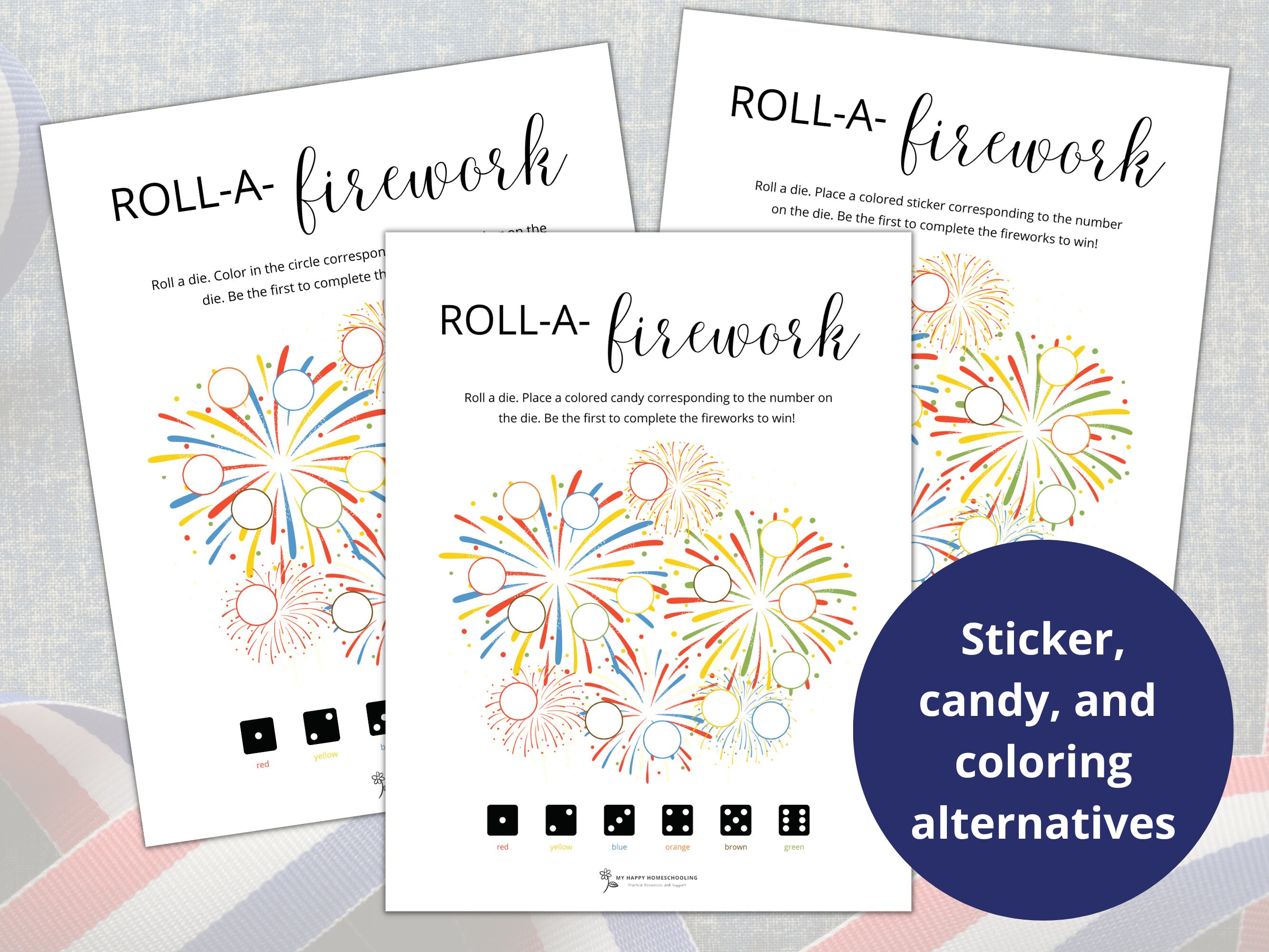 Roll A Firework 4th of July Game, Printable July 4th Games, Roll A ...