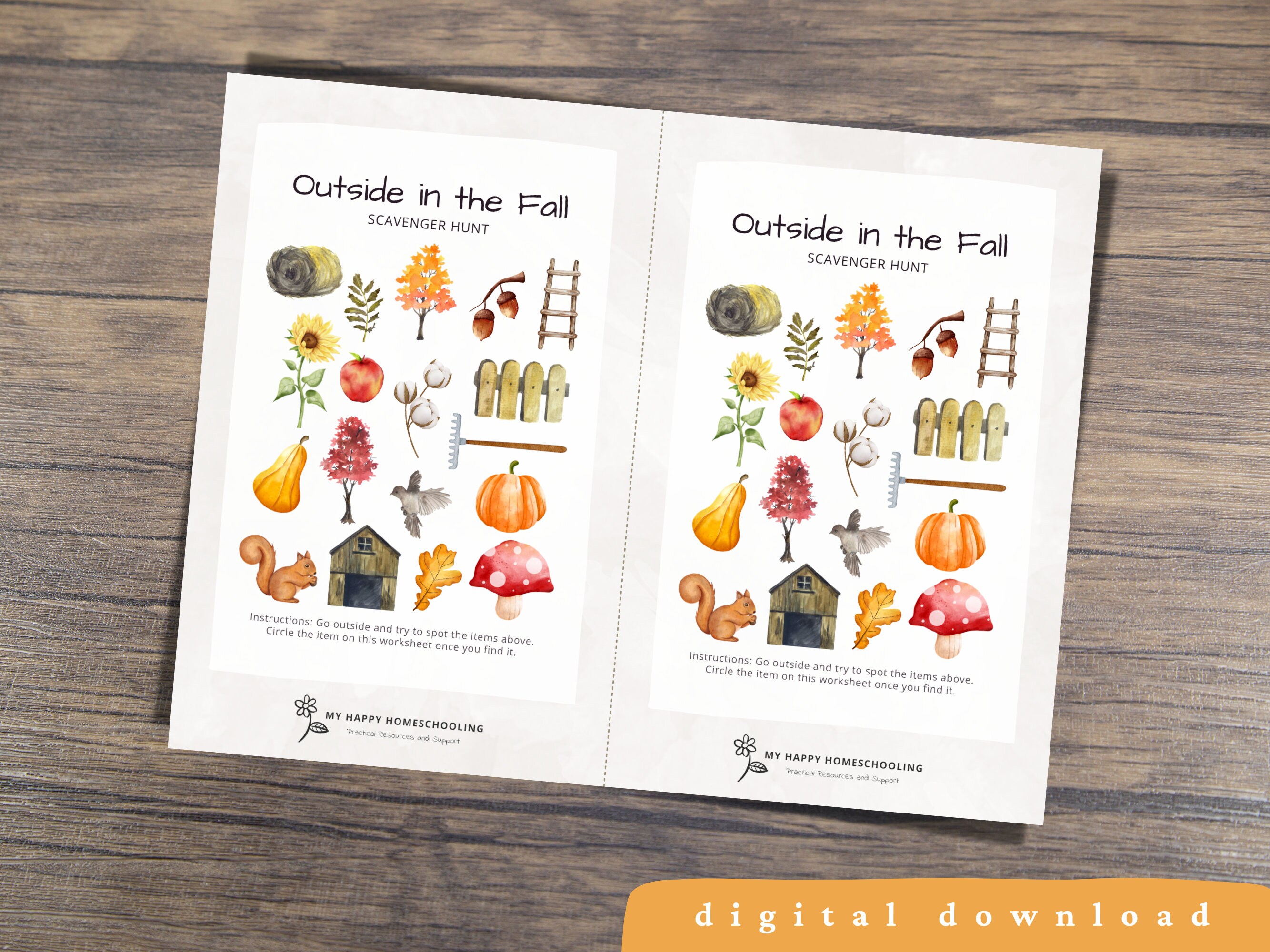 Outside in the Fall Scavenger Hunt Printable, Fall Activity, Homeschool ...
