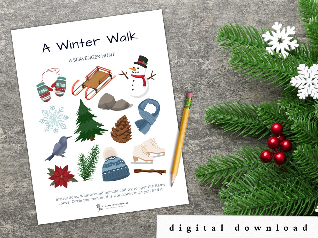 A Winter Walk Scavenger Hunt Printable, Winter Nature Activity, Winter ...