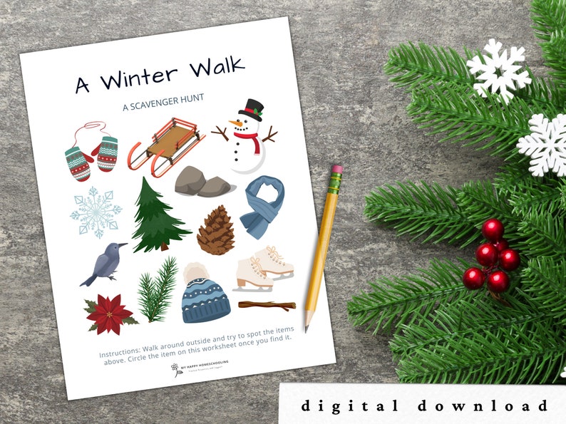 A Winter Walk Scavenger Hunt Printable, Winter Nature Activity, Winter ...