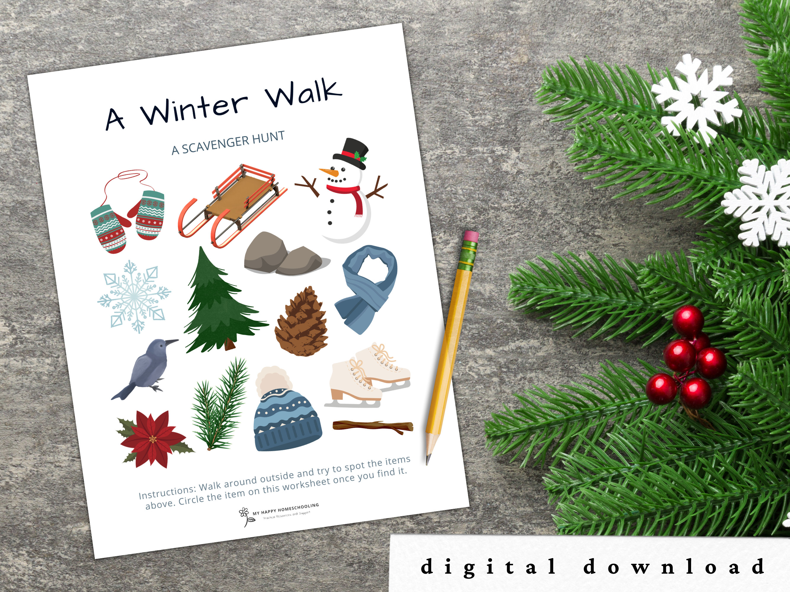 A Winter Walk Scavenger Hunt Printable, Winter Nature Activity, Winter ...