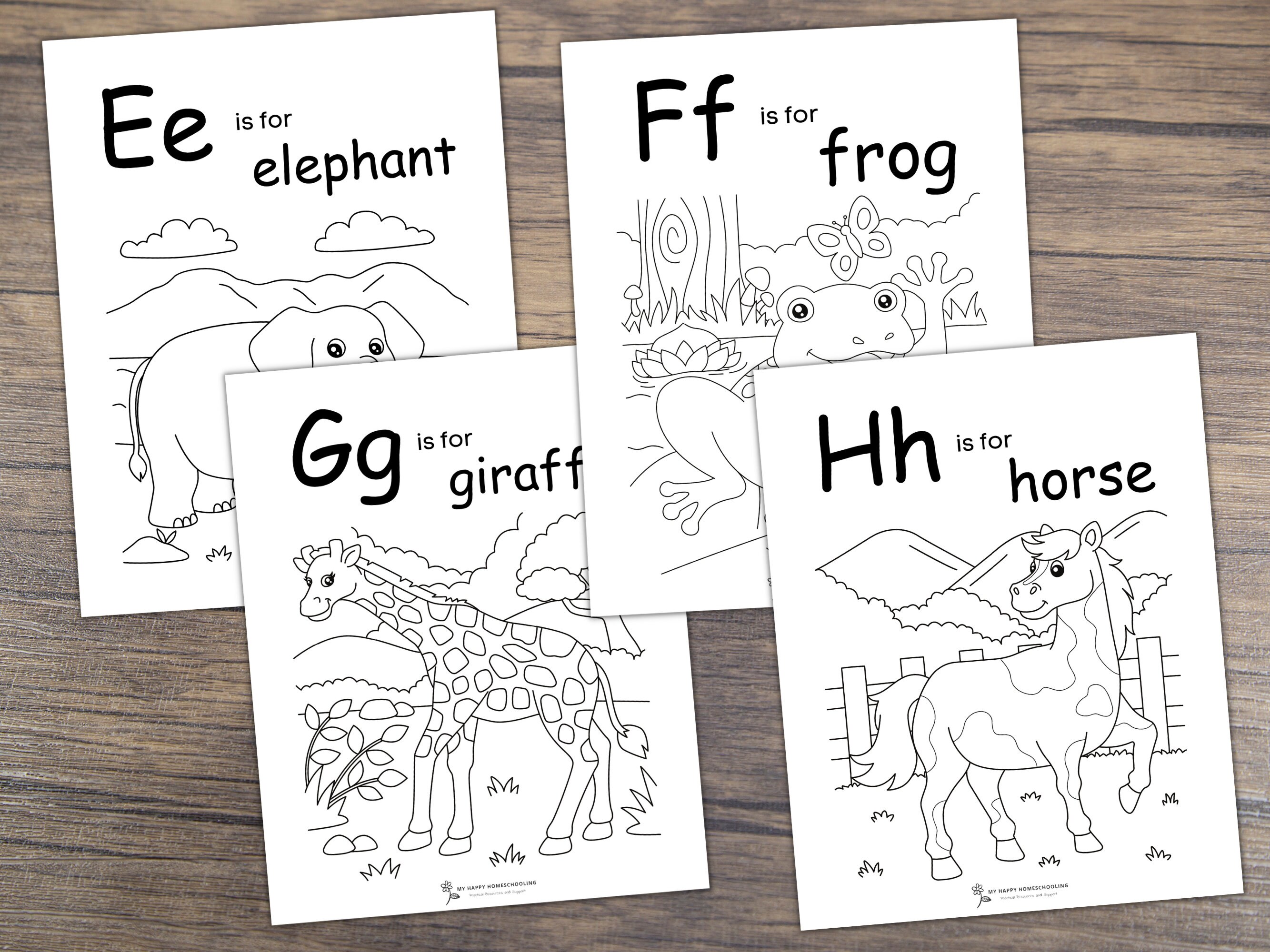Animal Alphabet Coloring Book Pages, Alphabet Coloring Sheets, Animal ...