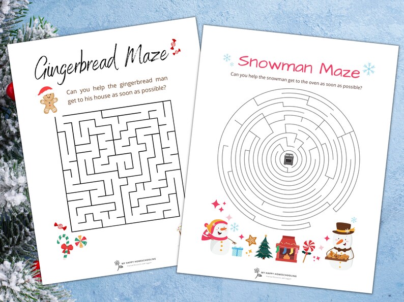 Christmas Maze Activity Collection, Christmas Maze Printable, Christmas ...