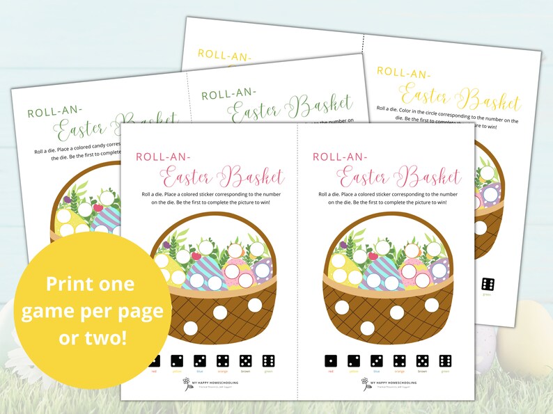 Roll-an-easter Basket Dice Game, Easter Game Printable, Easter ...