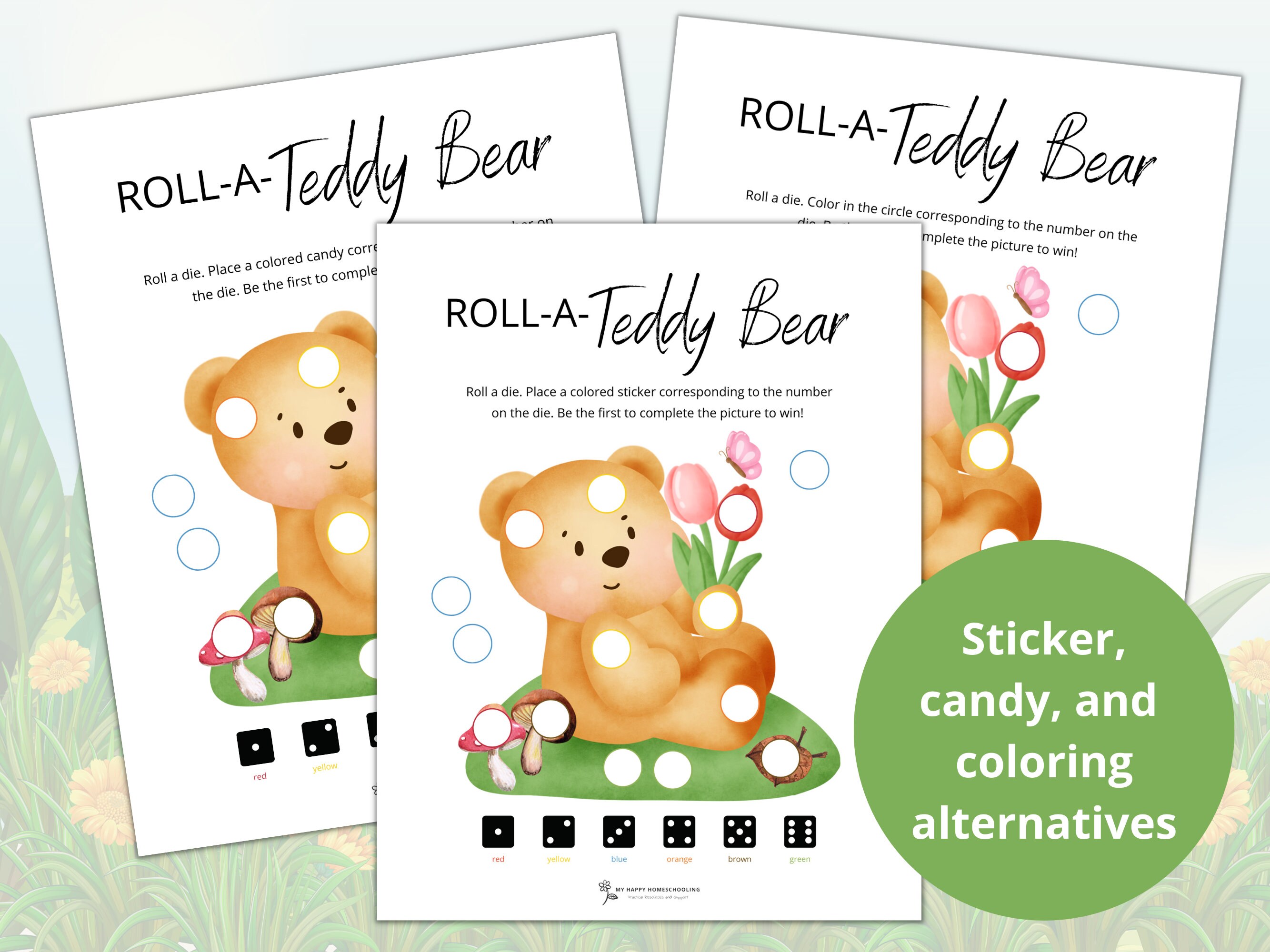 Roll-a-teddy Bear Dice Game, Spring Game Printable, Spring Printable ...